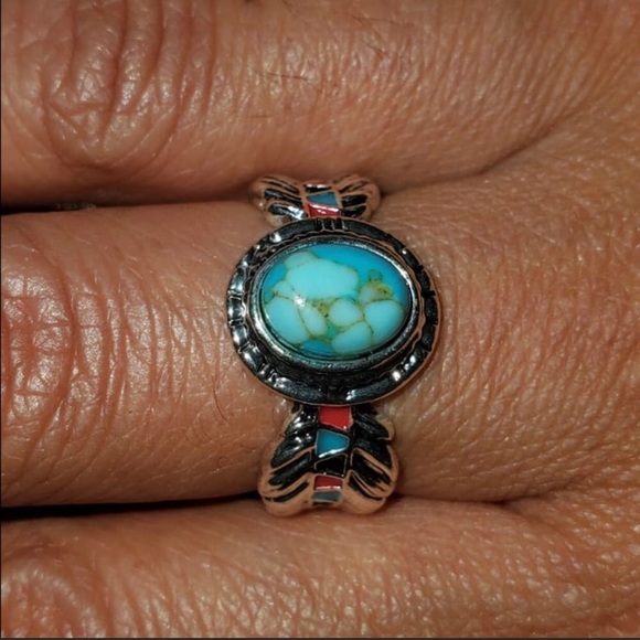 Jewelry | Luxury Inlaid Turquoise Eagle Feather Ringjewelry | Poshmark